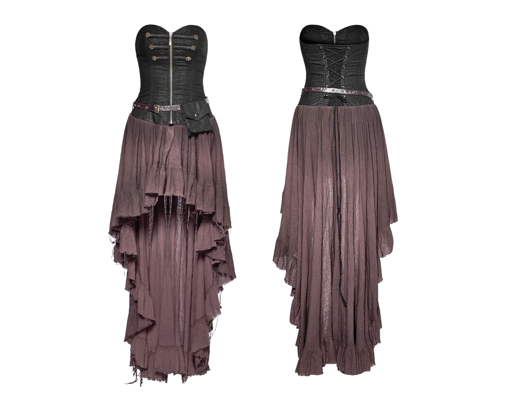 Robe steampunk noire et marron PUNK RAVE q311