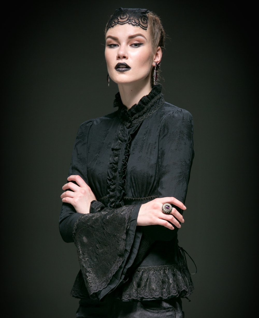 Chemisier gothique victorien noir PUNK RAVE