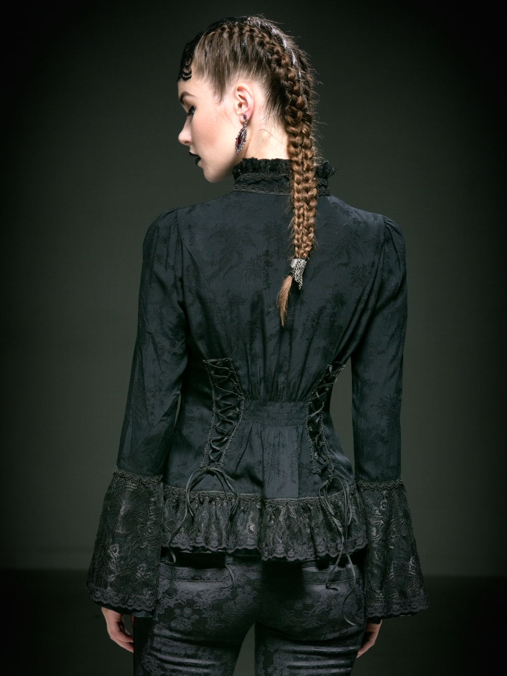 Chemisier gothique victorien noir PUNK RAVE