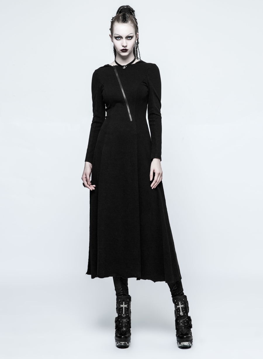 Longue robe gothique PUNK RAVE avec grande capuche surdimensionnée