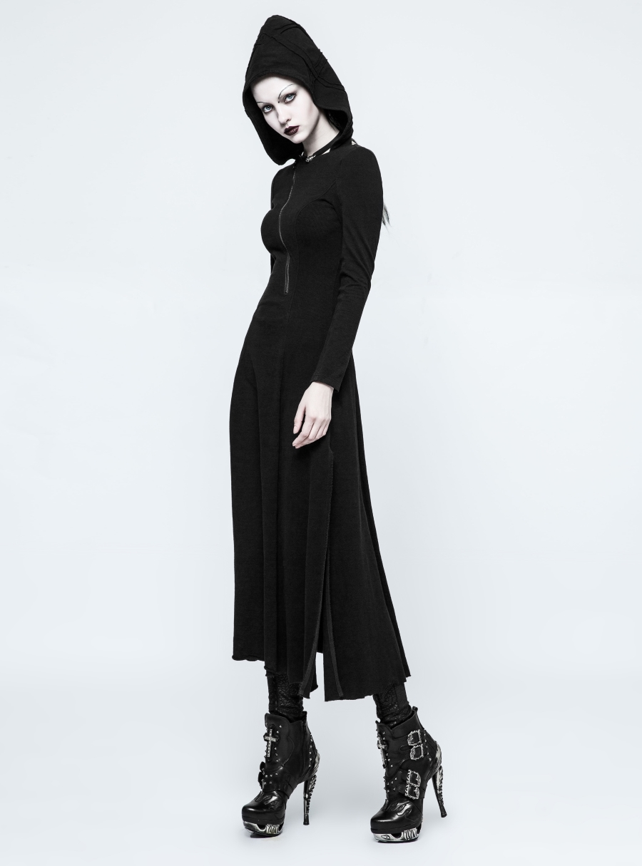 Longue robe gothique PUNK RAVE avec grande capuche surdimensionnée