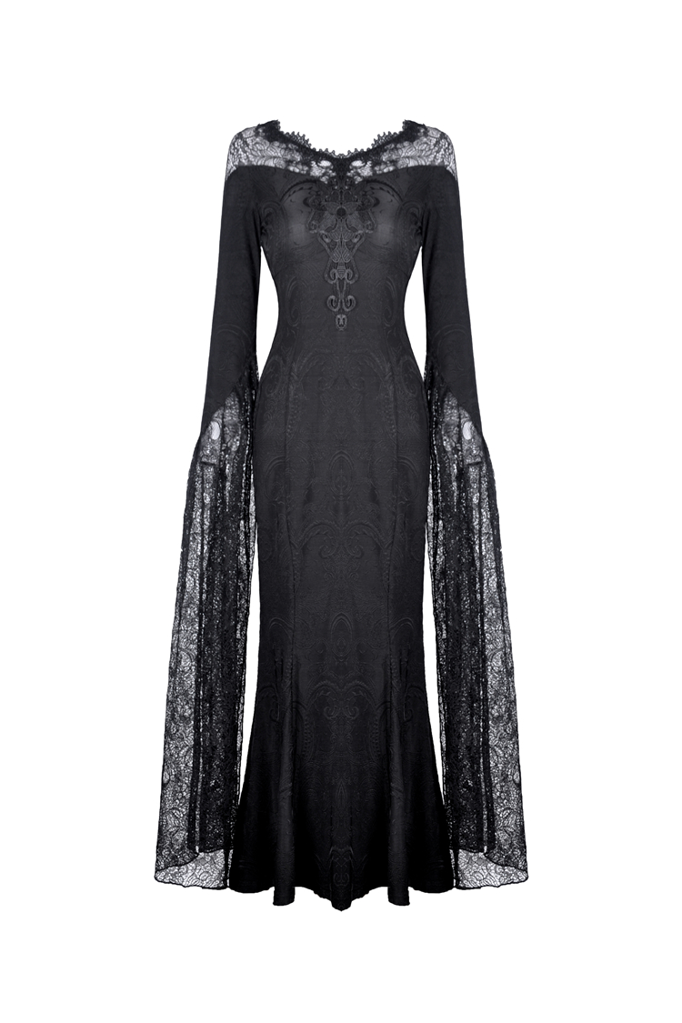 Longue robe gothique DARK IN LOVE avec manches médiévales