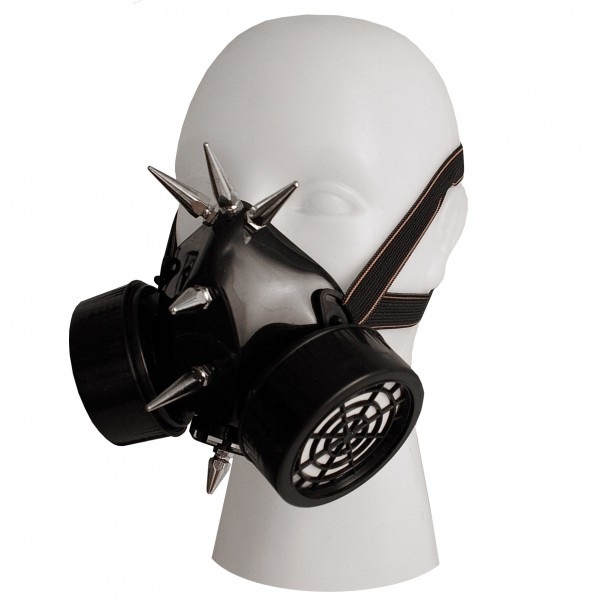 Masque à gaz cyber-goth orné de grans clous métalliques