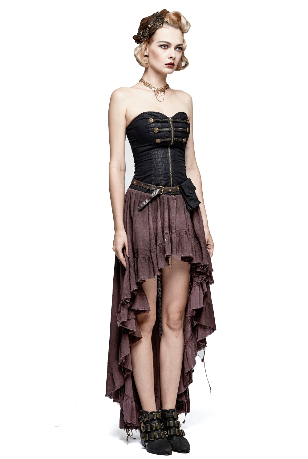 Robe steampunk noire et marron PUNK RAVE q311