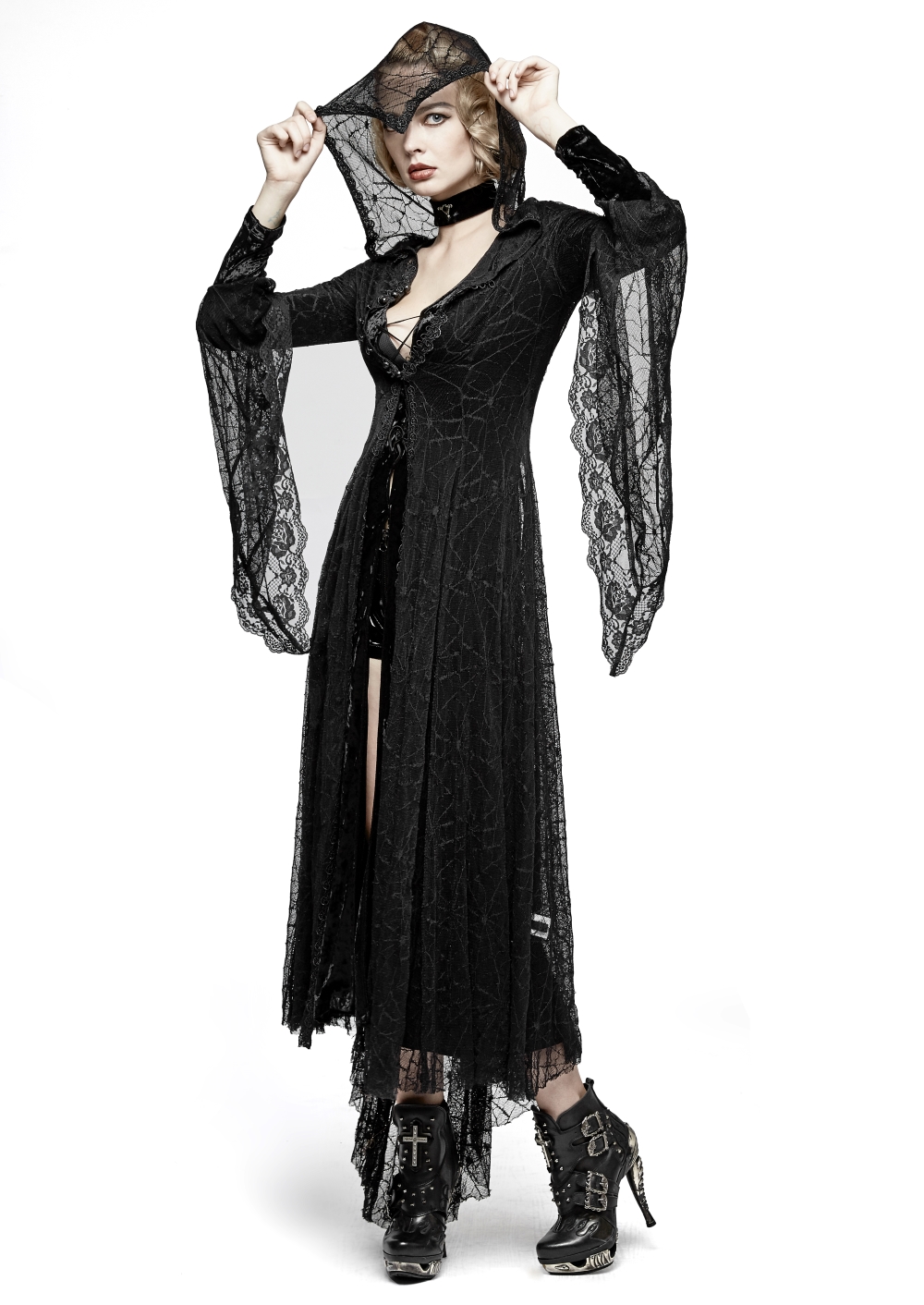 Tunique gothique PUNK RAVE en dentelle araignée