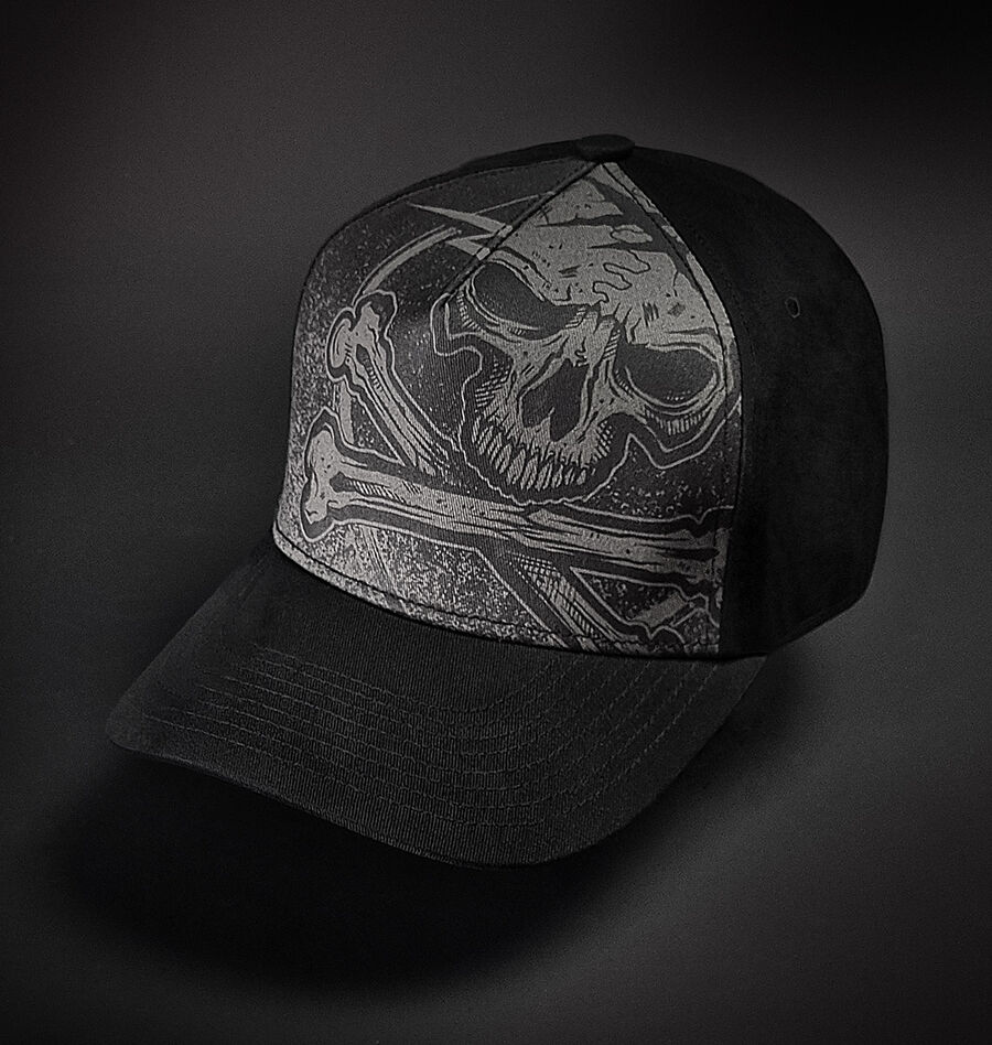 Casquette trucker rock métal de chez HYRAW modèle 'grey blazon'