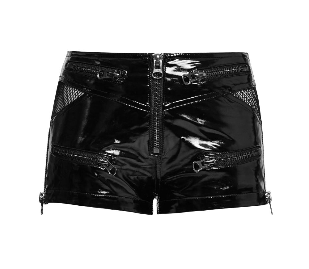 Short gothique en PVC noir brillant PUNK RAVE