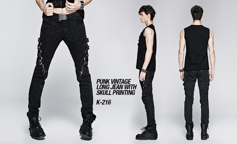 Pantalon gothique homme PUNK RAVE orné de boucles métalliques