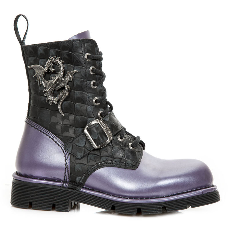 Bottines unisexe en cuir violet New Rock M.NEWMILI084-C57 style rangers