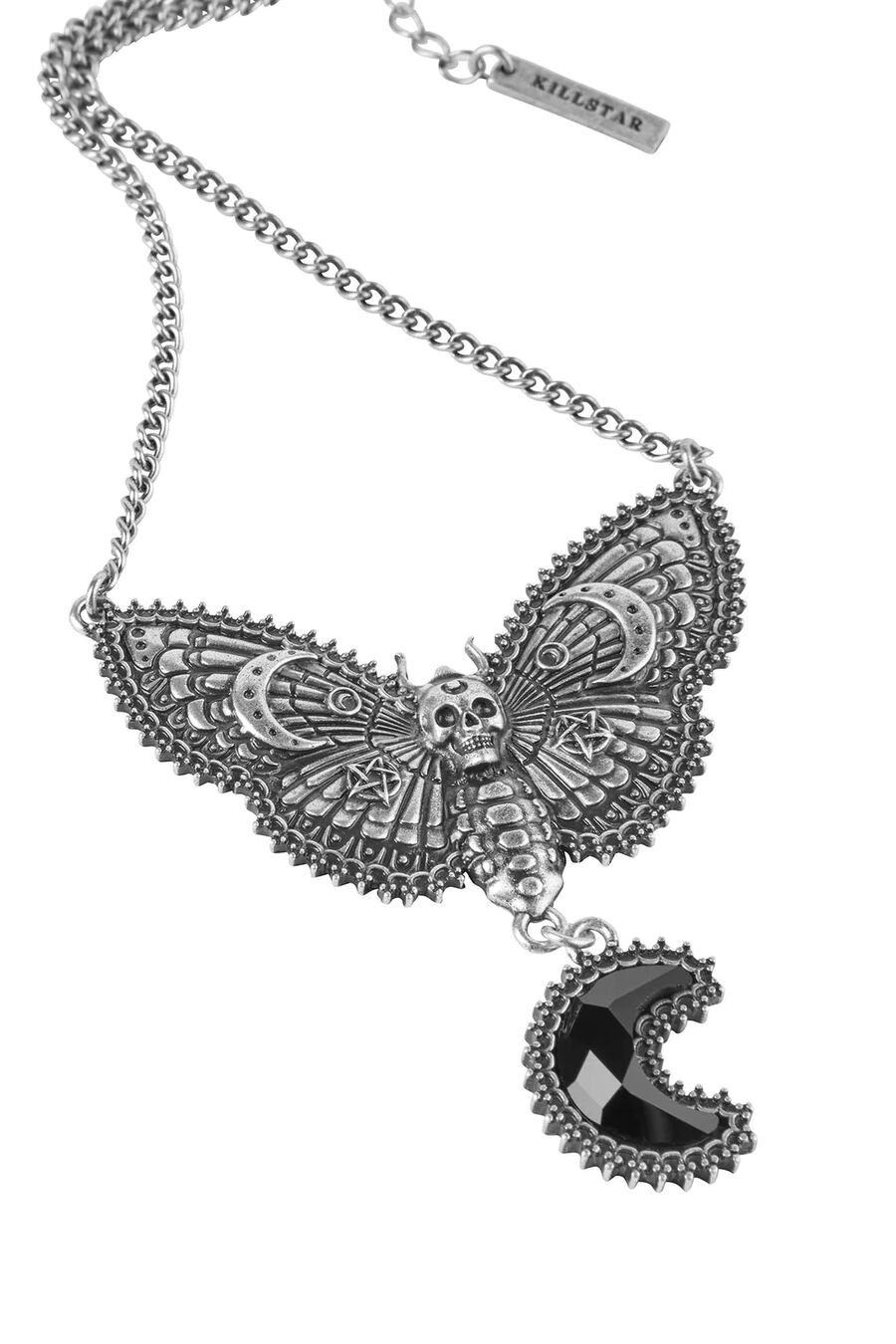 Collier gothique KILLSTAR 'night flutter' avec un papillon tête de mort