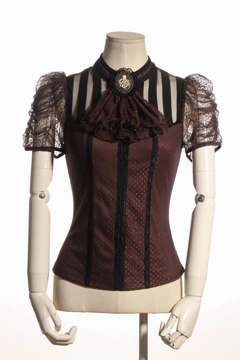 Haut steampunk femme marron et noir RQ-BL sp087
