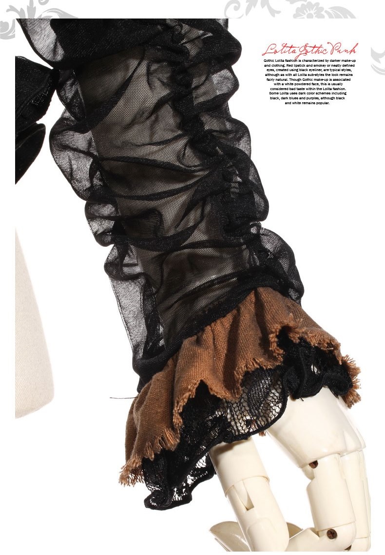 Chemisier steampunk femme noir et marron avec son jabot RQ-BLsp135