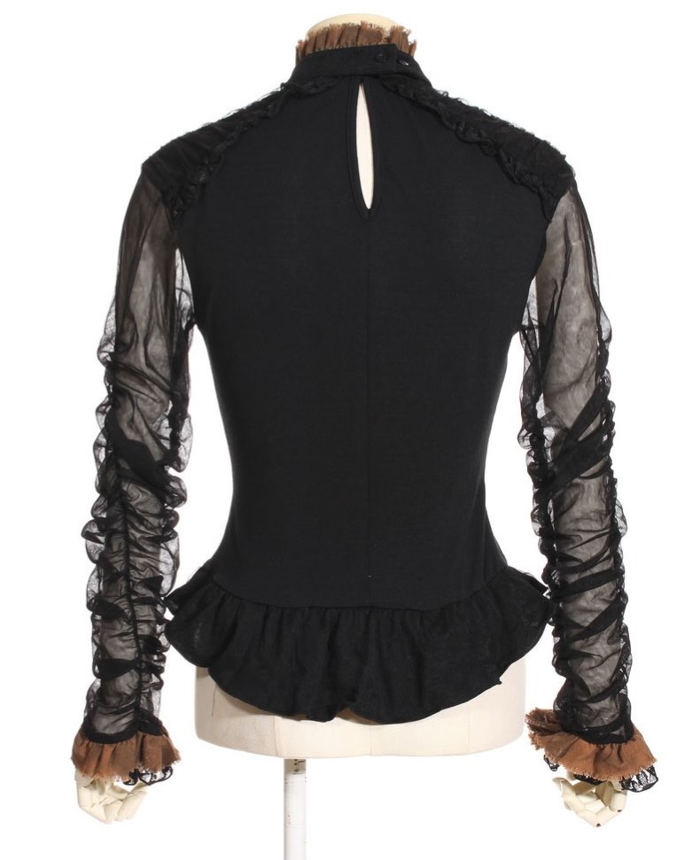 Chemisier steampunk femme noir et marron avec son jabot RQ-BLsp135