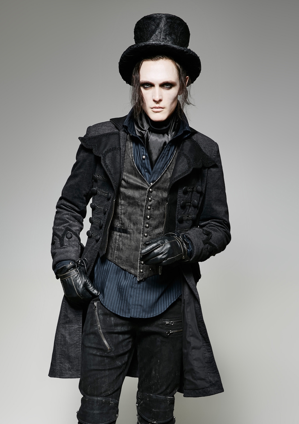 Gilet steampunk gris pour homme PUNK RAVE